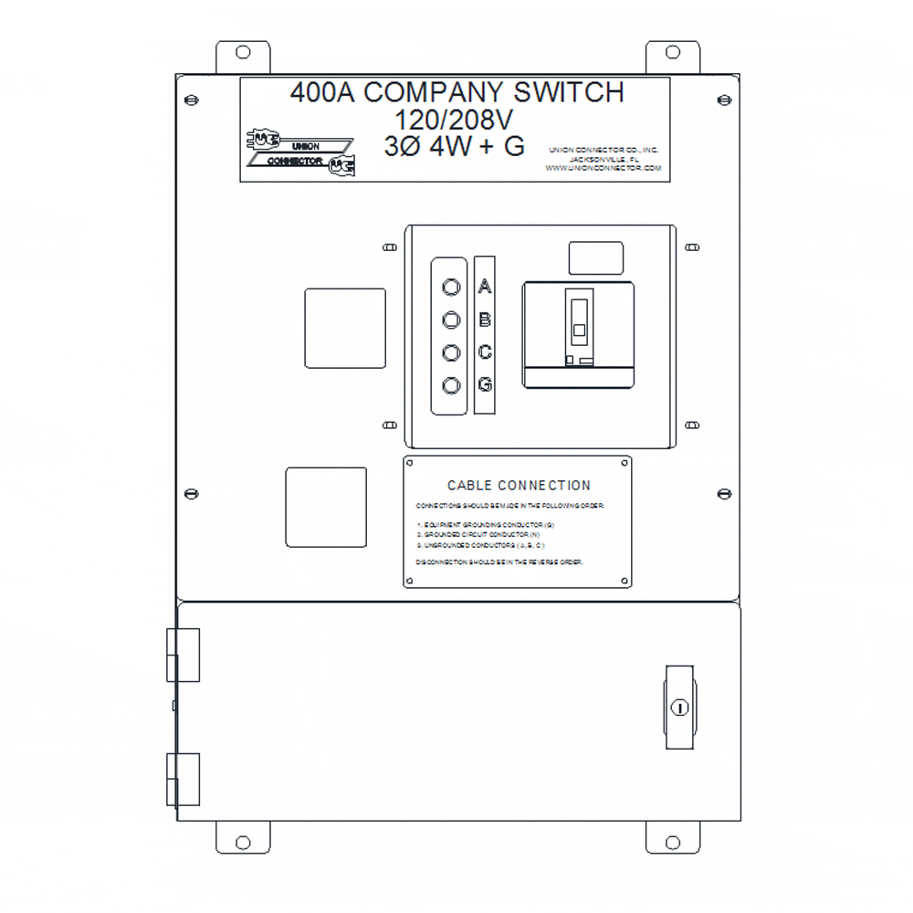Posi-Lok™ Receptacle Panel w/ Connection Chamber 400 Amp